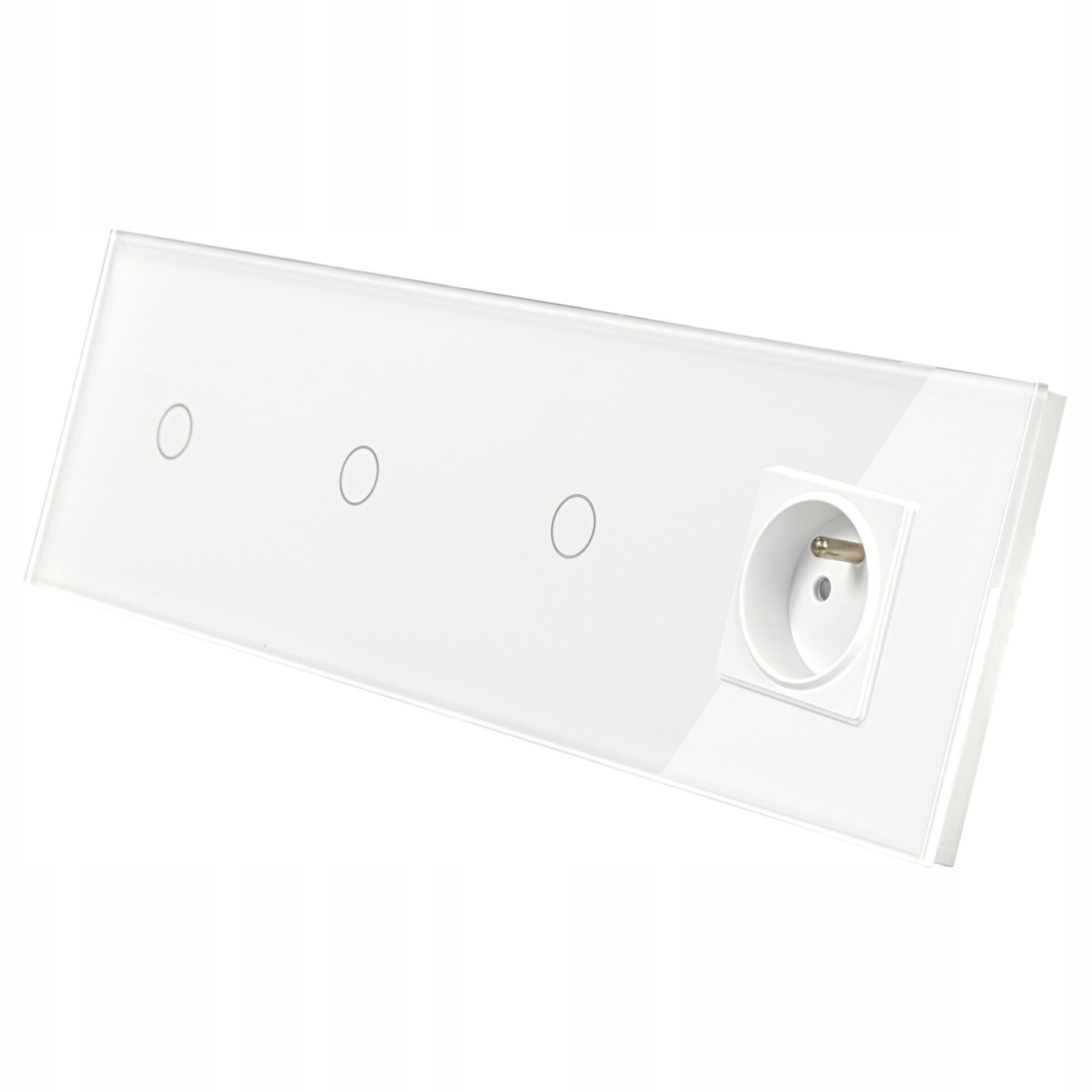 Włącznik dotykowy potrójny z gniazdem z bolcem biały (3x1+1x230v ...
